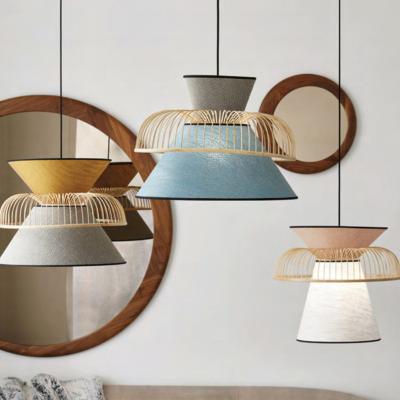 China Japanese Fabric Bamboo Pendant Lights Minimalist LED Dining Room pendant light Living Room Suspension Lights(WH-AP-127) for sale