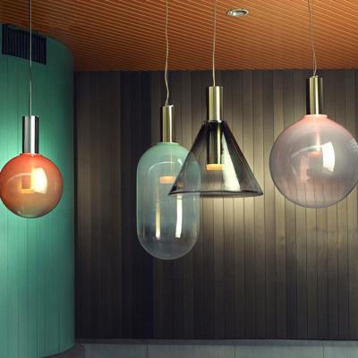 China Post-modern LED Glass Pendant Lights design Nordic Gradient Cafe Living Room Hanging Lamps Pendant Lamp(WH-AP-143) for sale