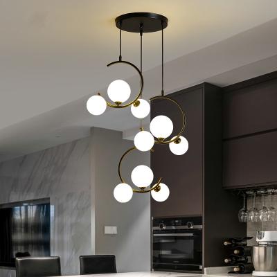 China Iron Art globe chandelier Gold Black glass lampshade For Dining Room Ceiling hanging lamp(WH-MI-286) for sale