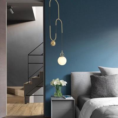 China Modern linear pendant light Led Indoor Pulley Glass Ball Bedside Living Room Lighting Bedroom pendant Lamp(WH-AP-165) for sale