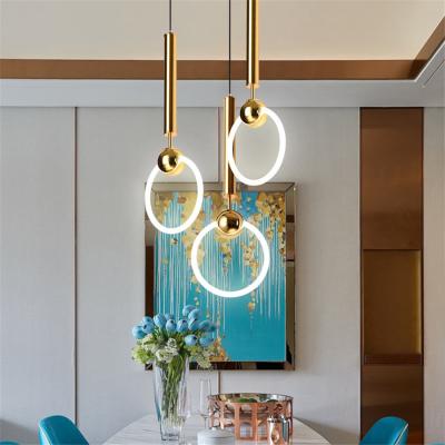 China Modern Simple Circle Pendant Light Personality Iron gold pendant light Dining Room Study Hanging Ring Light(WH-AP-189) for sale