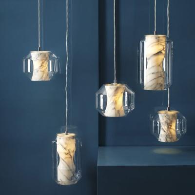 China Nordic Modern marble Pendant Lights Hall Restaurant Hotel Glass Pendant Lamps Home Decoration Chamber Light(WH-AP-204) for sale
