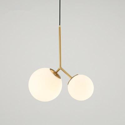 China Modern Glass Ball Pendant Lights Nordic designer Led White salon bedside Living Room Kitchen Pendant Lamp(WH-AP-218) for sale