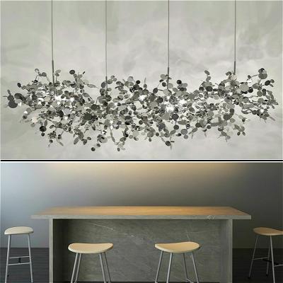China Nordic pendant lights design Personality Stainless Steel Chrome Leaf loft pendant light Argent Suspension Lamp(WH-AP-232 for sale