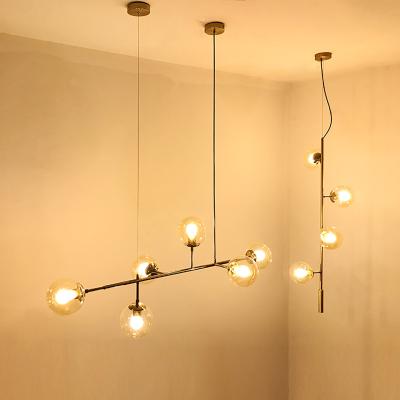 China Modern Glass Ball Pendant Lights For Living Room Art Restaurant Black Home Orb Hanging Lamp(WH-AP-285) for sale