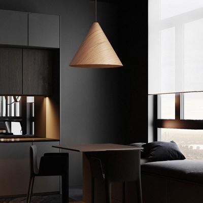 China Modern Small Pendant Lights Loft For Hall Porch Nordic Kelsey Wooden Cone Pendant Lamp(WH-AP-292) for sale