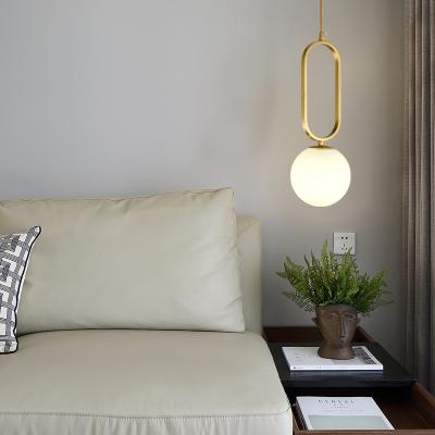 China Modern Golden Pendant Lights Bedroom Decor Borgny Oval Ring Frosted Glass Globe Pendant Light(WH-AP-298) for sale