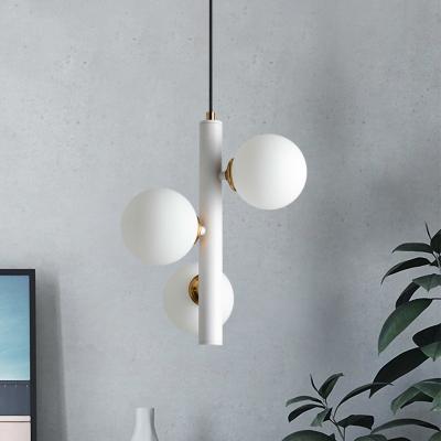 China Nordic Metal Pendant Lamp 3 Light Black White Vigdis Contemporary Frosted Sphere Glass Pendant Lamp(WH-AP-300) for sale