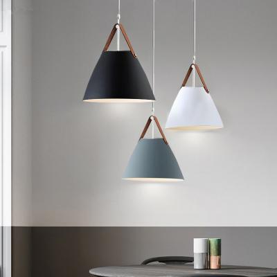 China Nordic black pendant light for Living room Von Modern Strapped Metal Cone Shaped Pendant Light(WH-AP-309) for sale