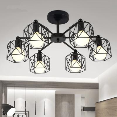 China American Iron chandelier Cage Kitchen Bedroom Living Room Home decor black chandelier lighting(WH-VP-64) for sale