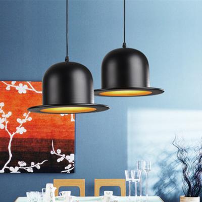China Industrial Hat Chandelier Clothing Shop Cafe Creative Single Head Lamp Restaurant Bar Black Chandelier (WH-VP-85) for sale