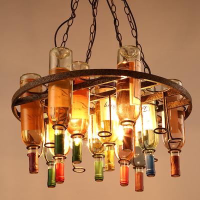 China Vintage Wine Bottle lights for Bar Resturant Colourgul glass bottle pendant lights industrial bar light(WH-VP-87) for sale