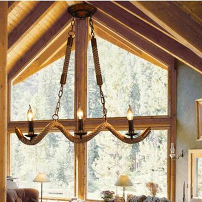 China Loft Rope Chandelier Dining room Wave Industrial Edison Lamp black flash vintage chandelier (WH-VP-99) for sale