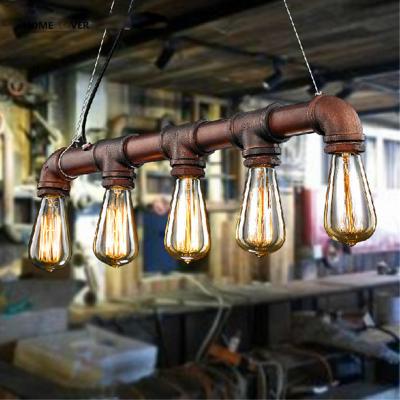 China Loft water pipe pendant lamp Industrial Retro Iron Bar Kitchen Dining room Black pendant lights(WH-VP-123) for sale