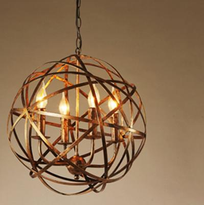 China American Retro Industrial pendant light Iron Ball 4*E14 Bulb Loft Creative Home round pendant light(WH-VP-124) for sale