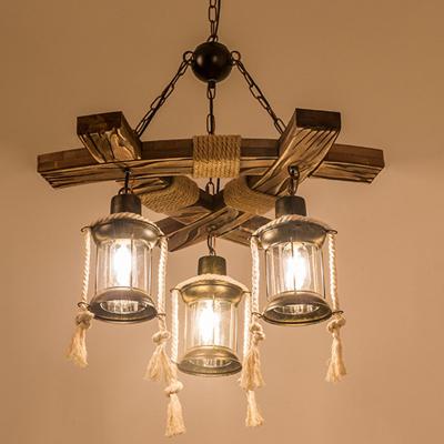 China Industrial Wood chandelier Retro  Rope Restaurant Barber Clothing Store hotel lobby chandelier(WH-VP-125) for sale