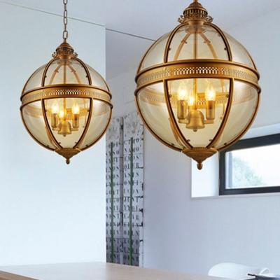 China Vintage Loft Globe Pendant Lights Glass Shade Round Lamp Kitchen Bar wrought iron pendent light(WH-VP-129) for sale