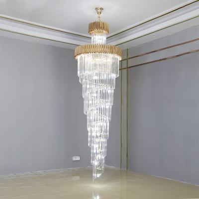 China Large Top Long Crystal Led Chandeliers Hotel Hall Living Room staircase chandelier(WH-CY-179) for sale