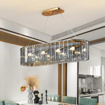 China Luxury living room chandeliers blue glass hanging lamp rectangle chandelier kitchen lights hanging(WH-CY-194) for sale