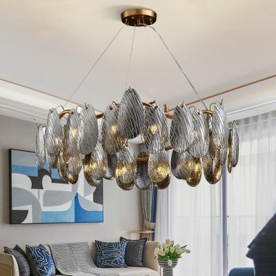 China Modern living room chandelier smoke gray crystal glass chandeliers(WH-CY-210) for sale