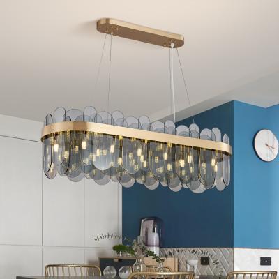 China Smoky Gray Glass Chandelier For Living Dining Room Rectangle island chandelier(WH-CY-212) for sale