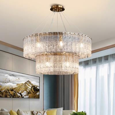 China Living room home decor double layer led luxury crystal round chandelier lighting(WH-CY-228) for sale