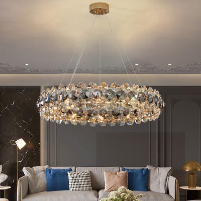China Smoke gray crystal chandelier for living room round hanging lamp decorative lights for room(WH-CY-233) for sale