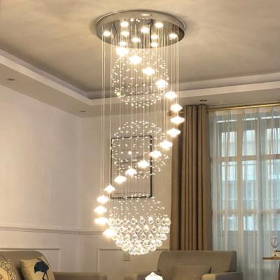 China Modern Long Staircase Crystal Chandelier Lighting Indoor Lighting Hanging Luster(WH-NC-27) for sale