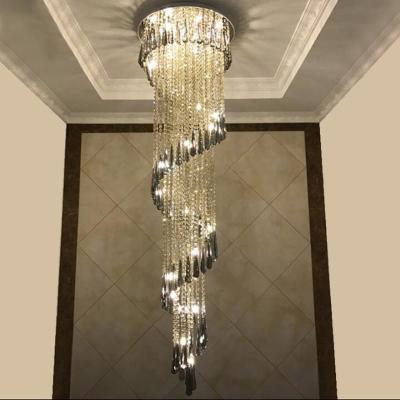 China Modern Chandelier For Smoky Gray Crystal Luxury Fixtures Long Interior Stairway Chandelier(WH-NC-33) for sale