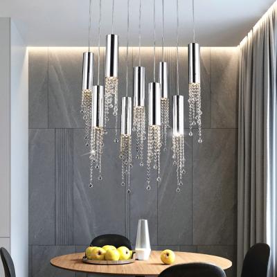 China Modern chrome crystal ceiling chandelier for dining room long loft staircase large chandelier(WH-NC-46) for sale
