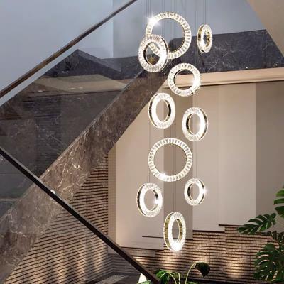 China Led Crystal Staircase Chandeliers Modern Rings Hanging Ceiling Lamps(WH-NC-50) for sale