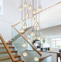China LED square pendant lights hotel villa large spiral staircase chrome Diamond Chandelier(WH-NC-57) for sale
