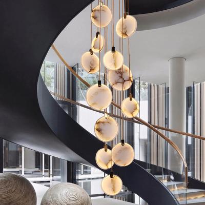China Modern Long Pendant Lights Luxury Staircase Marble Pendant Light(WH-NC-62） for sale