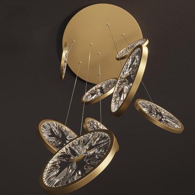 China Luxury Crystal Chandelier For Staircase Gold Black Home drop light circle led light lamp(WH-NC-66) for sale