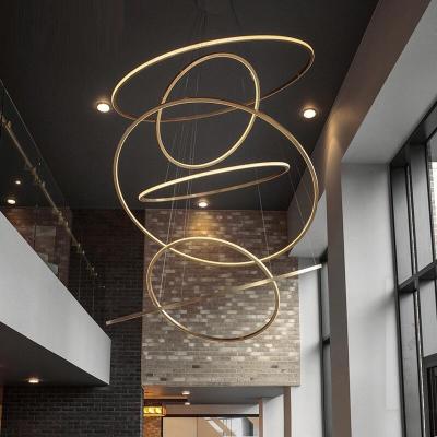 China Stairwell staircase large chandelier circular ring pendant light(WH-NC-71) for sale