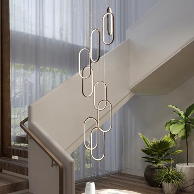 China Oval Pendant Light Modern Minimalist Duplex Hall Nordic Living Room Lamp Villa Spiral Staircase Chandelier(WH-NC-75) for sale