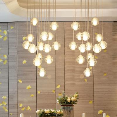 China Modern LED Ceiling Long Chandelier Lighting Bubble Crystal Pendant Lamp(WH-NC-80) for sale