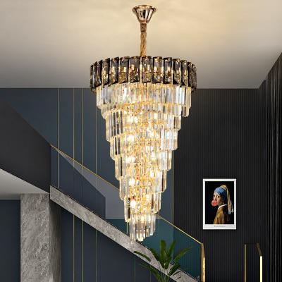 China LED Spiral Luxury Crystal Golden Big Chandelier Duplex Building european crystal chandeliers(WH-NC-94) for sale
