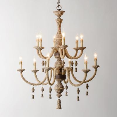 China Retro rope chandelier french style antique lights suspension american country chandelier(WH-CI-113) for sale