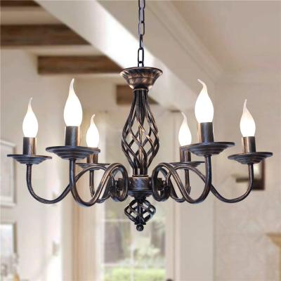 China Black Wronght Iron Chandelier Living room Farmhouse Kitchen Frech Country Chandelier(WH-CI-132) for sale