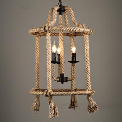 China Rope Vintage Industrial Pendant Lamp Loft Dining Room industrial chandelier(WH-CI-144) for sale