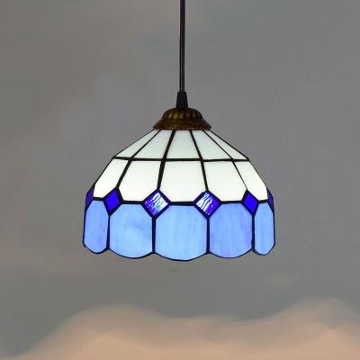 China European retro luxury chandelier colorful glass beads Tiffany handmade art blue pendant light(WH-TF-27) for sale