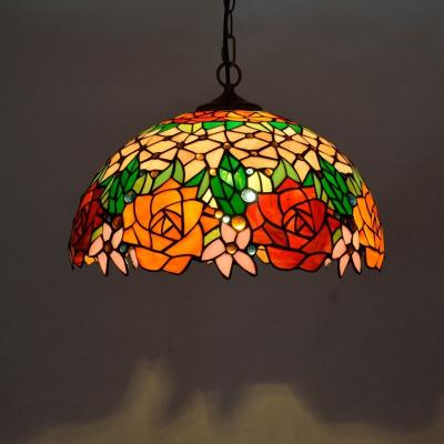 China Spain minimalist retro Vintage Bedroom Kitchen Rose Flower Tiffany chandelier(WH-TF-29) for sale