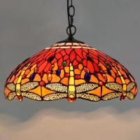 China Vintage Red Dragonfly restaurant chandelier stained glass Blue Chandelier(WH-TF-30) for sale