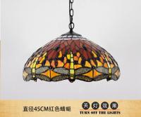 China Vintage Red Dragonfly restaurant chandelier stained glass Blue Chandelier(WH-TF-30) for sale