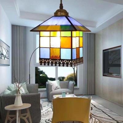 China European Orchid Chandelier Tiffany Style Dining Room Study Kitchen Stained Glass Chandelier(WH-TF-26) for sale