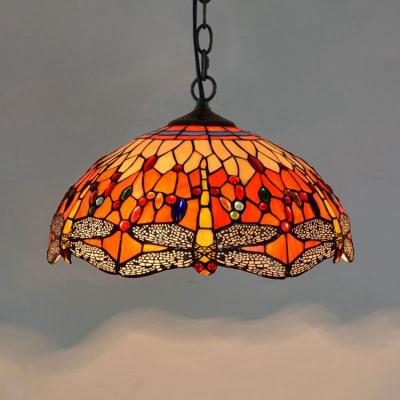 China American creativity Tiffany stained glass lamp living room restaurant retro bar lamp Red Dragonfly Chandelier(WH-TF-37) for sale