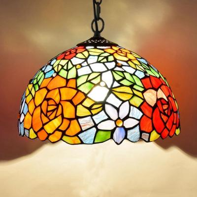China American country creative Tiffany colored glass retro red Chandelier(WH-TF-44) for sale