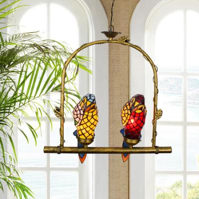 China American country TIFFANY GLASS parrot chandelier living room dining room balcony lamp bird hallway light(WH-TF-57) for sale