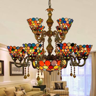 China Vintage Hotel Bar Club Tiffany colorful art multi Color Rustic soft chandelier(WH-TF-62) for sale